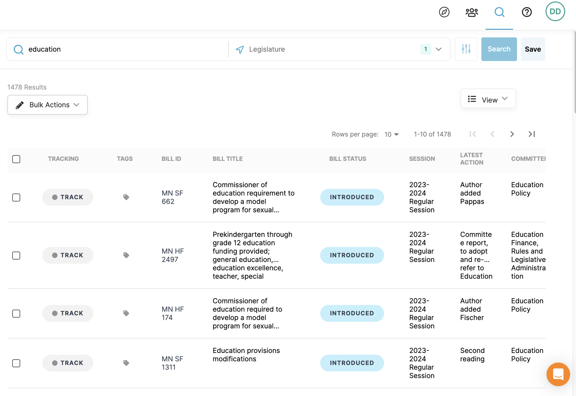 How to track/tag multiple bills at once