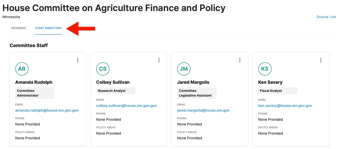 How to find legislative staff directory information