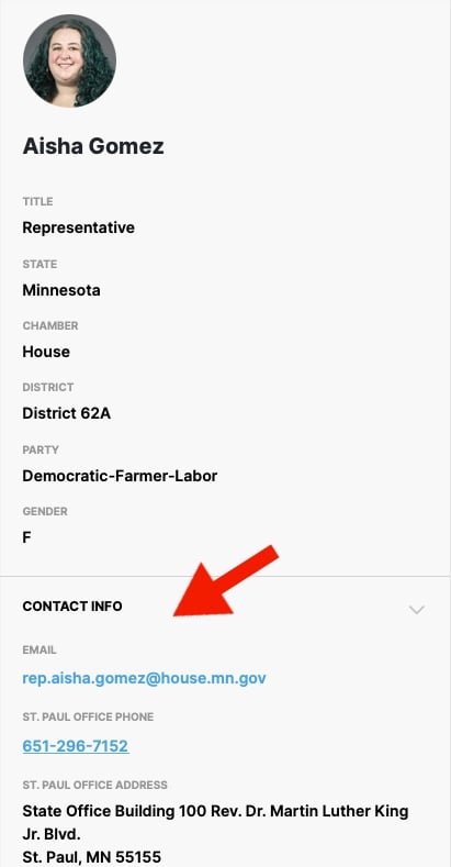How to contact a legislator in Plural